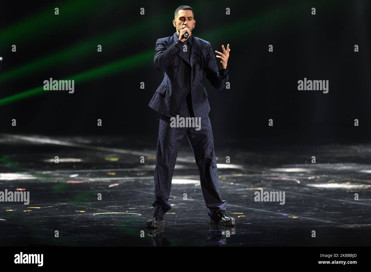 Italian singer Mahmood sing during 6th stage of Italian edition of ...