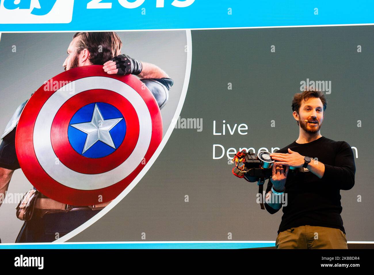 James Hobson, aka The Hacksmith, making a live demonstration during the ...