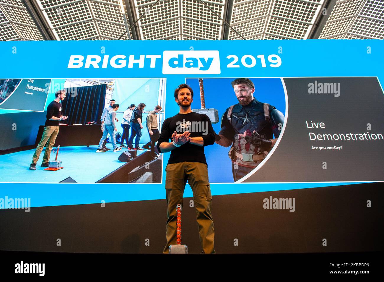 James Hobson, aka The Hacksmith, giving a talk during the Bright Day ...