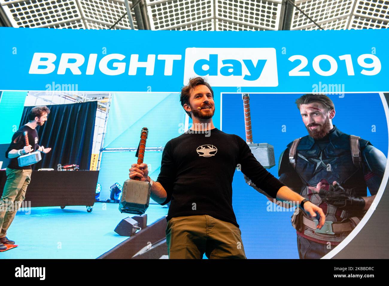 James Hobson, aka The Hacksmith, giving a talk during the Bright Day ...