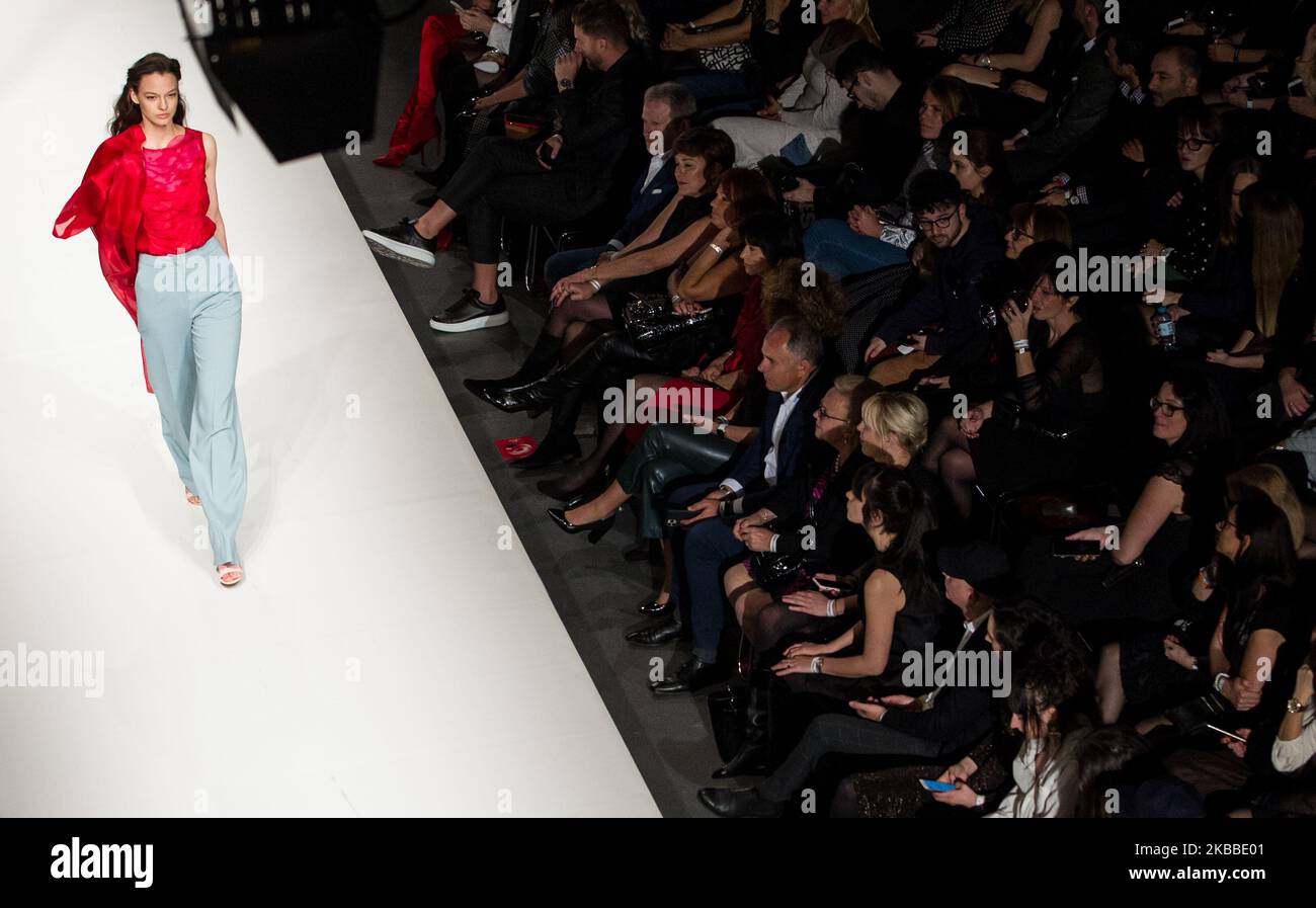 Model presents a creation by Hungarian designer Viktoria Varga as part ...