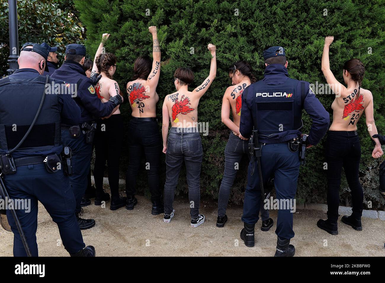 Members of the feminist movement Femen protest against a far right ...