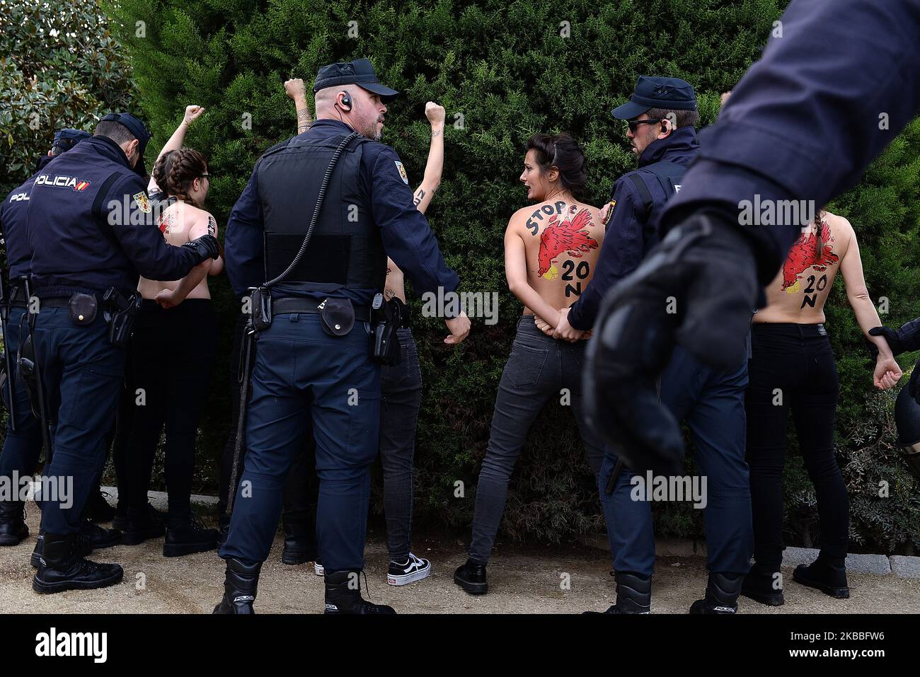Members of the feminist movement Femen protest against a far right ...