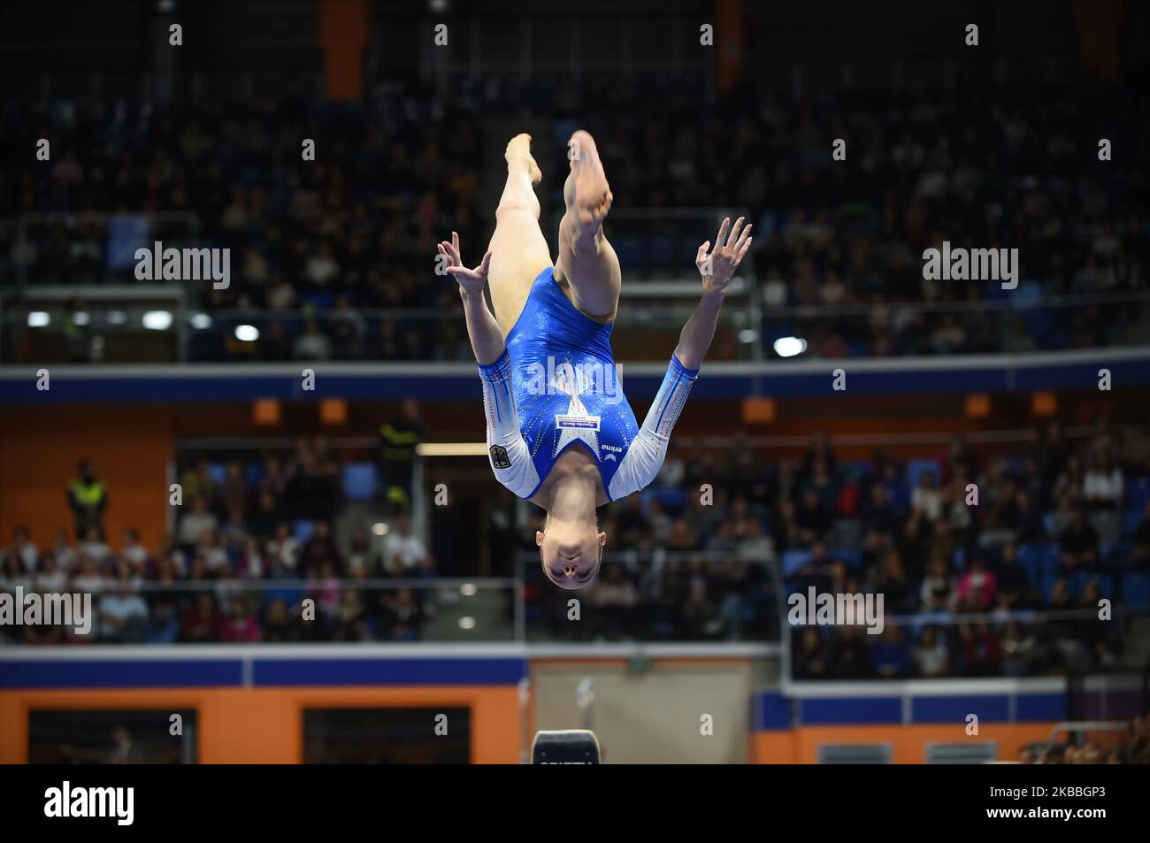 The German athlete Sarah Voss performs with his exercise during the ...