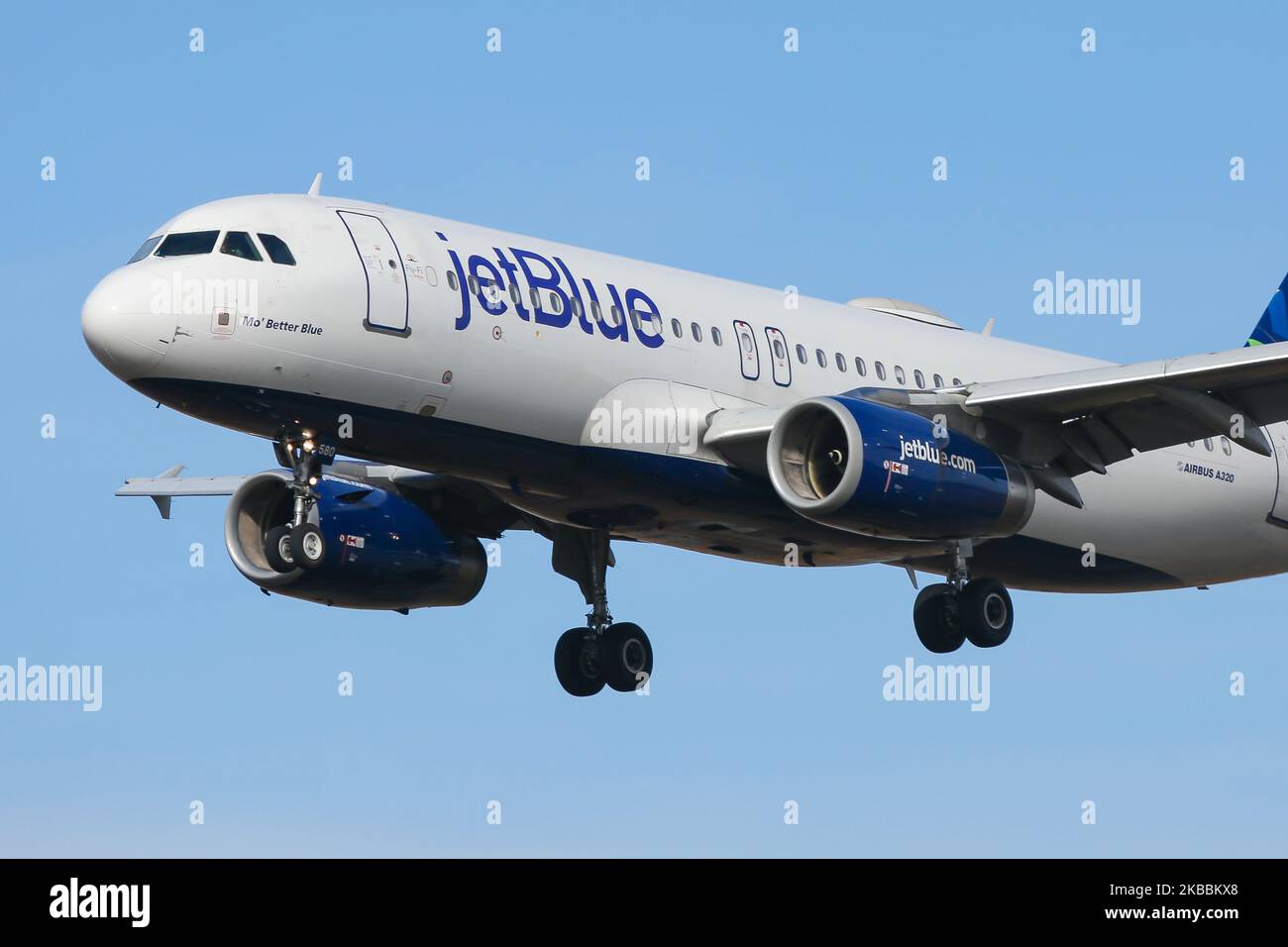 JetBlue Airways Airbus A320-200 aircraft as seen on final approach ...