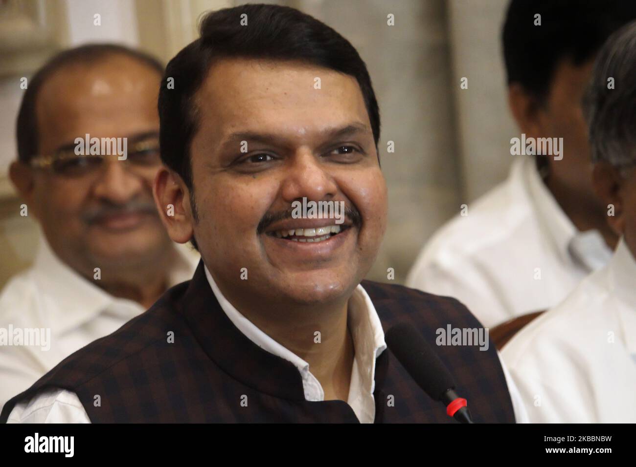 Bharatiya Janata Party (BJP) leader Devendra Fadnavis looks on during a ...
