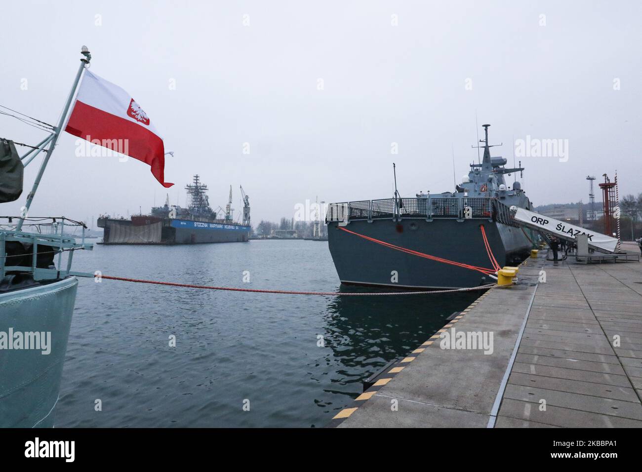 Polish Navy ORP Slazak patrol vessel the day before officially start of ...