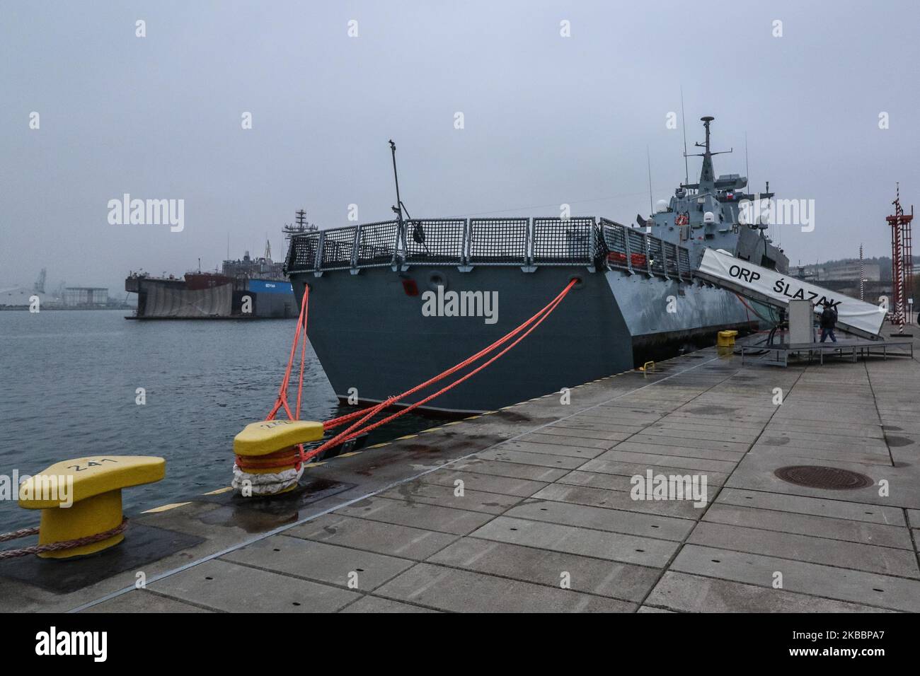 Polish Navy ORP Slazak patrol vessel the day before officially start of ...