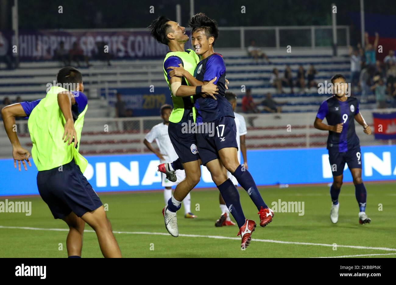 Sieng Chanthea (17) of Cambodia celebrates after scoring a goal against ...
