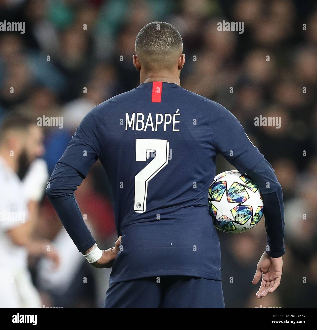 Kylian Mbappe of PSG reacts during the Champions League match between ...