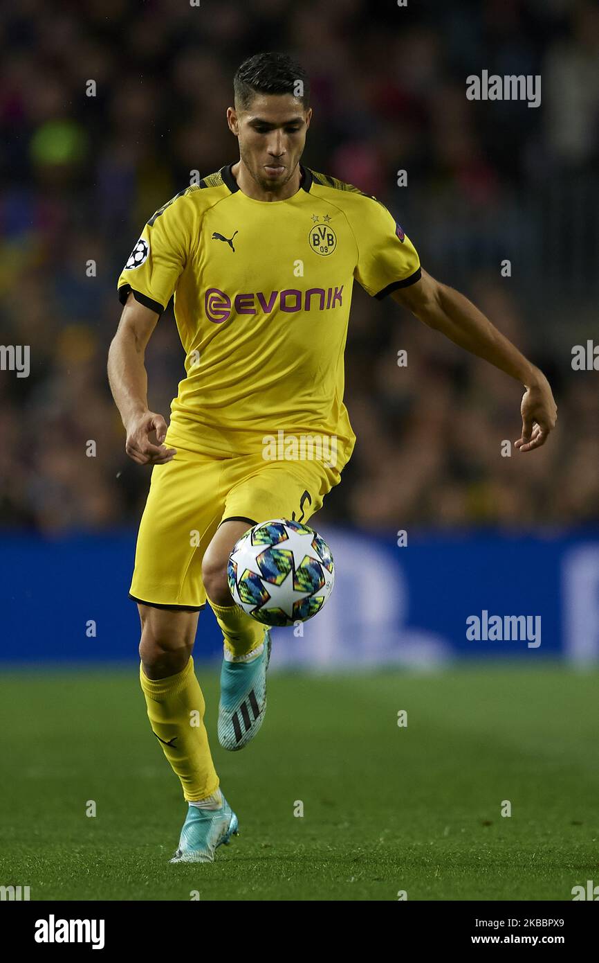 Achraf Hakimi of Borussia Dortmund controls the ball during the UEFA ...