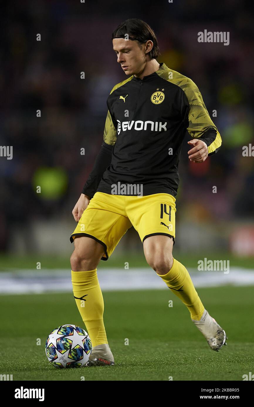 Nico Schulz of Borussia Dortmund during the warm-up before the UEFA ...