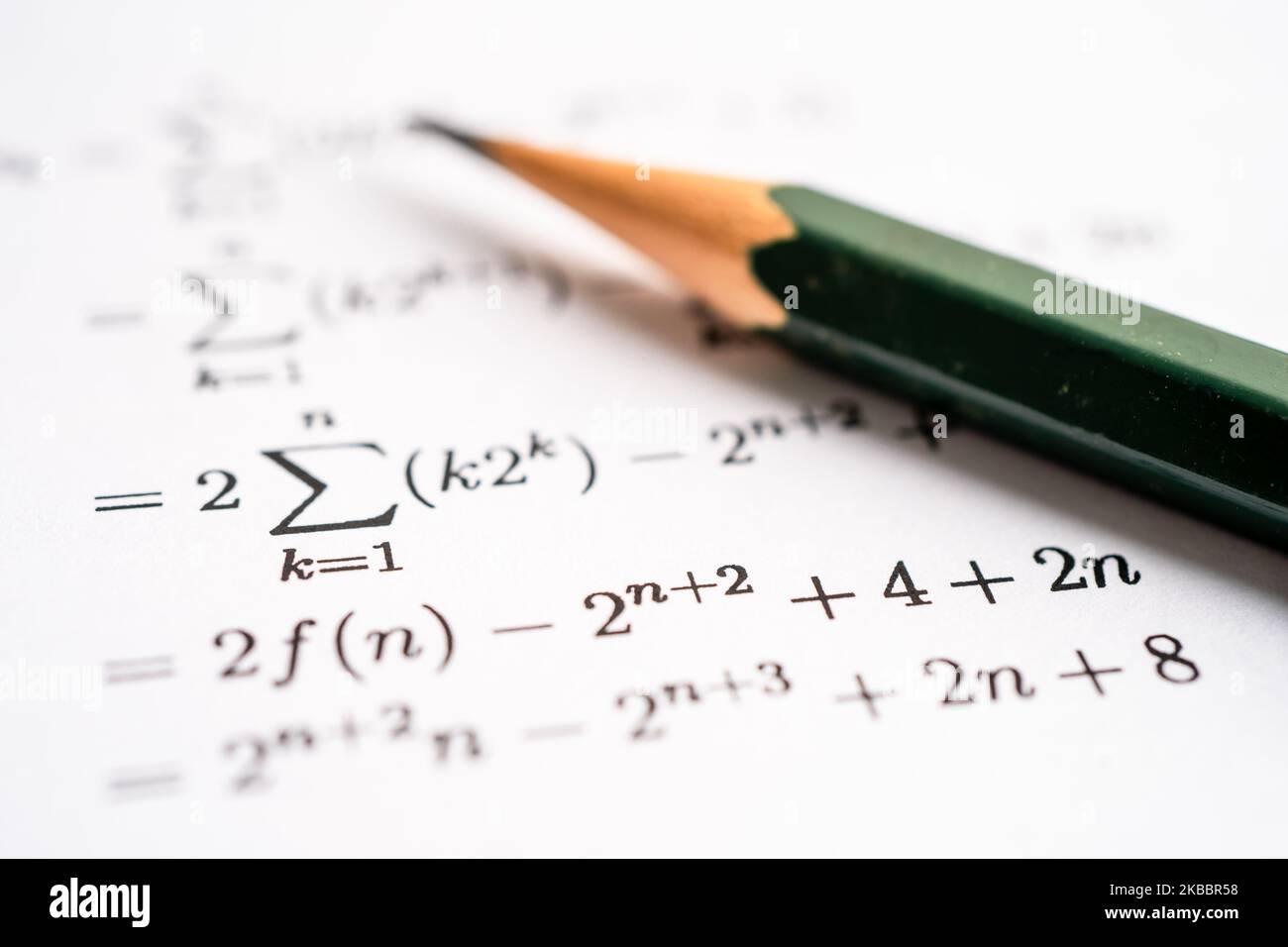 Pencil on mathematic formula exercise test paper in education school ...