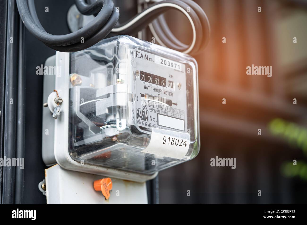 Electric measuring power meter for energy cost at home and office Stock ...
