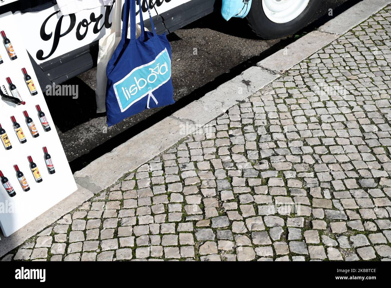 Portuguese sidewalk is pictured in Lisbon, Portugal on November 27 ...