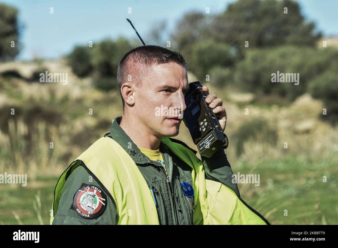A helicopter pilot during an exercise. The "Personnel Recovery Week 19 ...