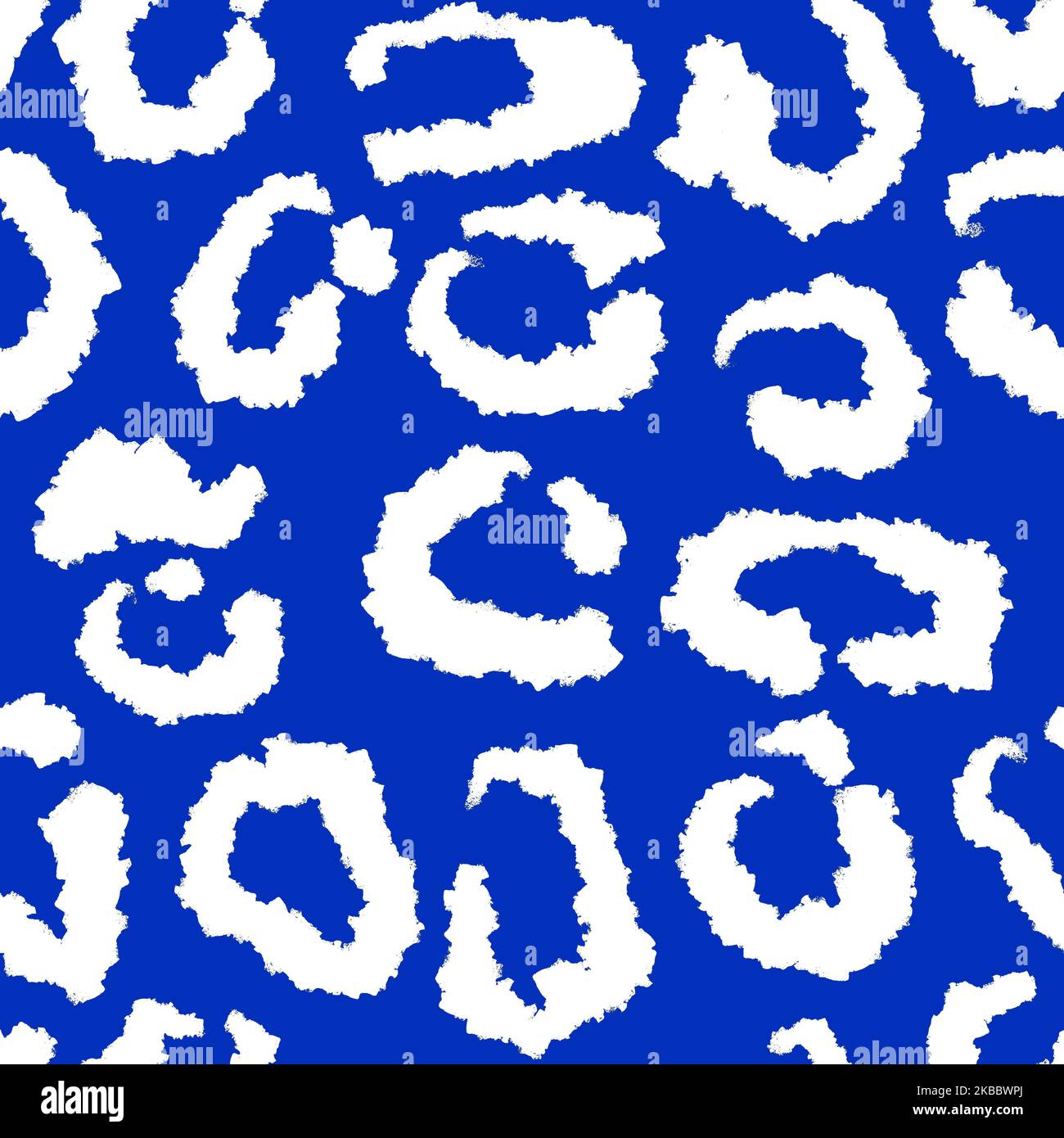 Hand drawn seamless pattern of blue leopard cheetah print. Wild animal ...