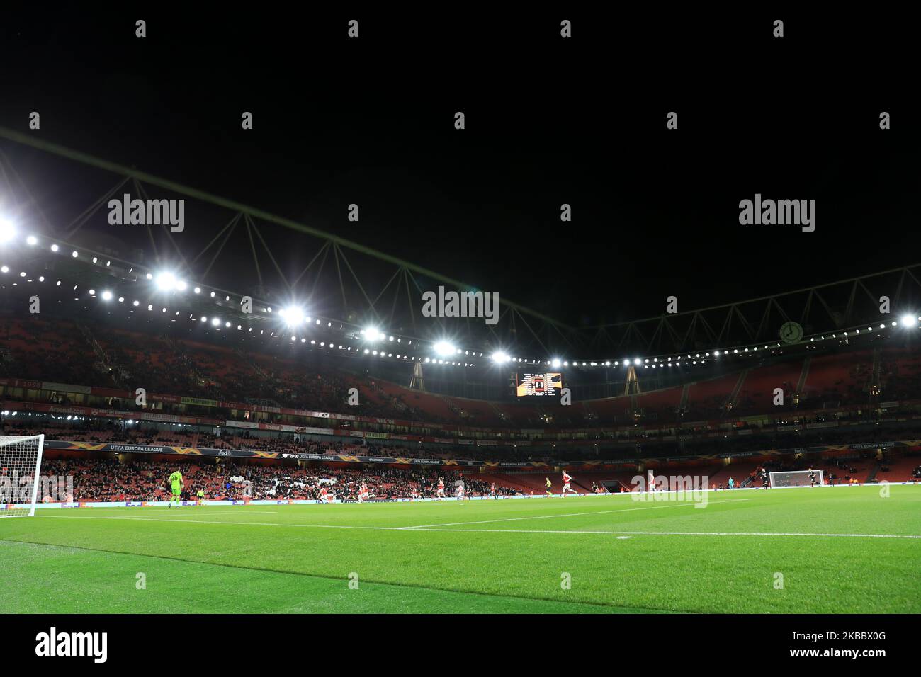 An empty Emirates stadium during the UEFA Europa League match between ...
