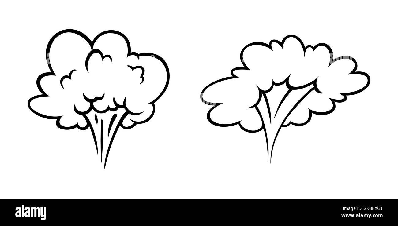 Comic boom effect clouds. Set of explosion bubbles and smoke. Vector ...