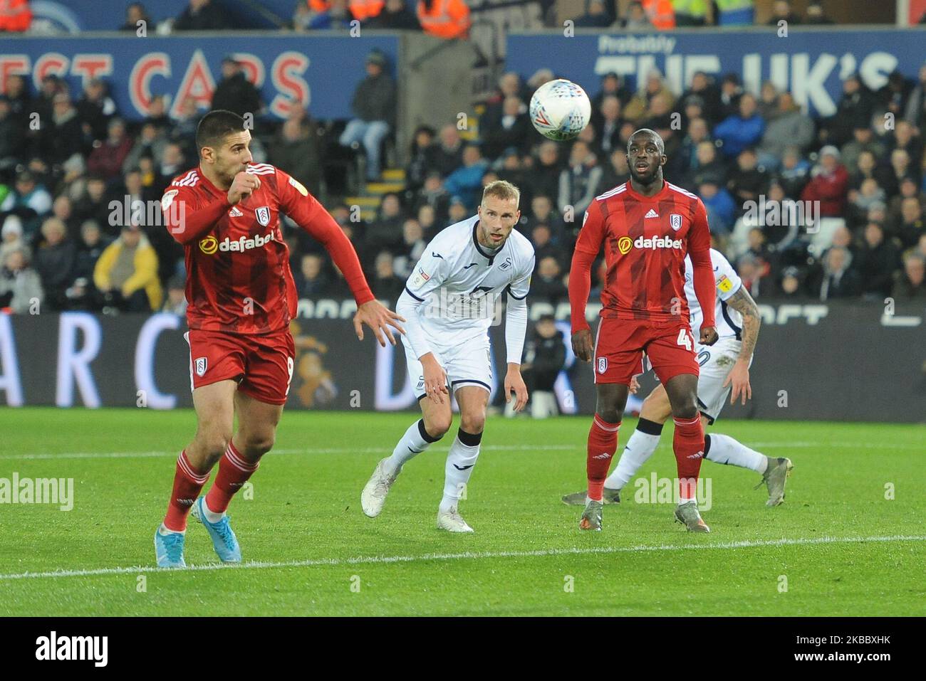 Aleksandar Mitrovic of Fulham heads home to score during the Sky Bet ...