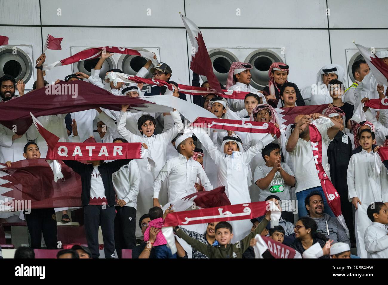Qatari fans before the Gulf Cup group stage match between Qatar and ...