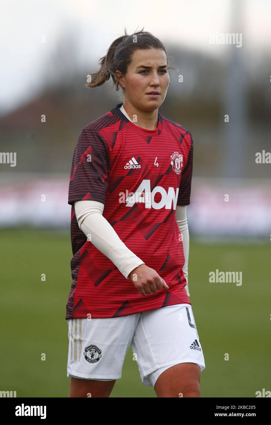 Amy Turner of Manchester United Women during the pre-match warm-up ...