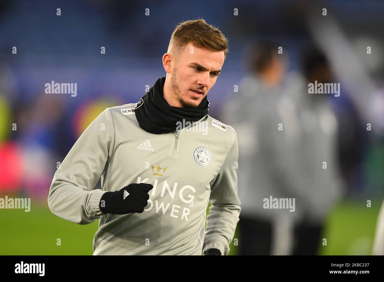 James Maddison (10) of Leicester City warms up during the Premier ...