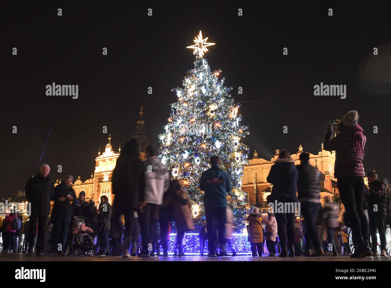 A view of the main Christmas tree at Krakow's Market Square. On Sunday ...