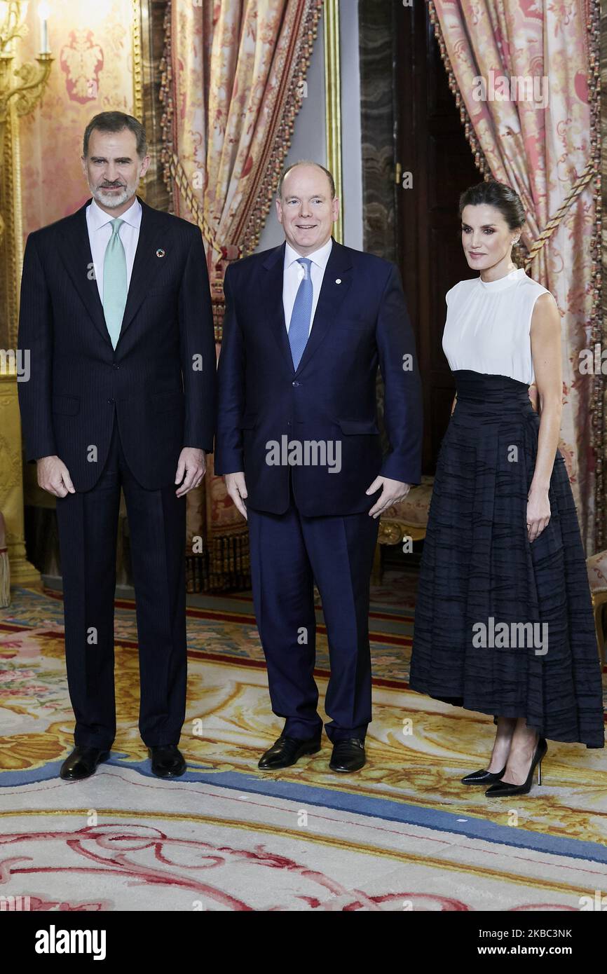 King Felipe IV, Queen Letizia and Prince Albert II of Monaco attends to ...