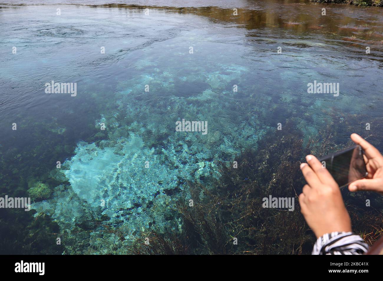 A visitor takes pictures of Te WaikoropupÅ« SpringsÂ in Takaka in ...