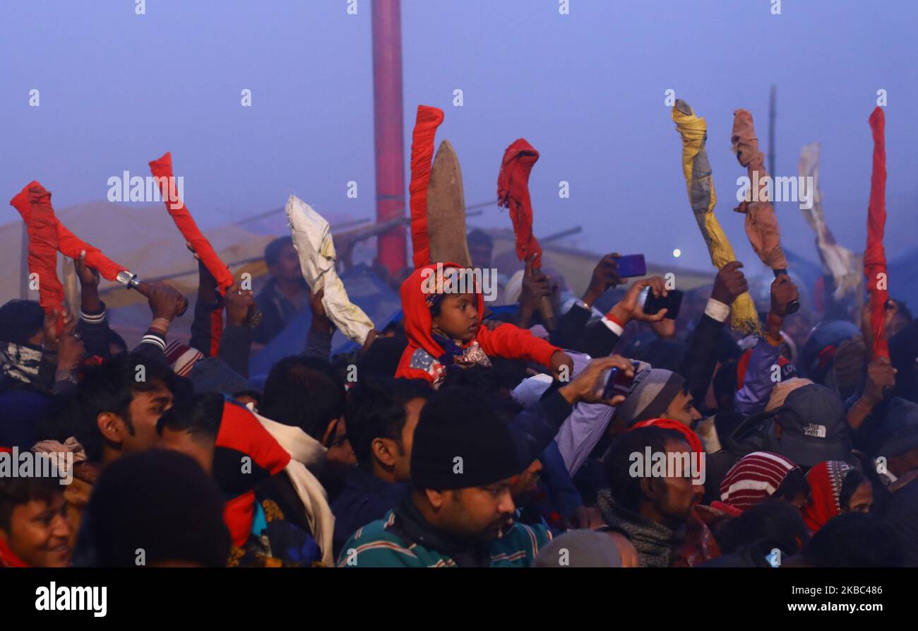 Butchers with butcher knives participate in religious rituals before ...