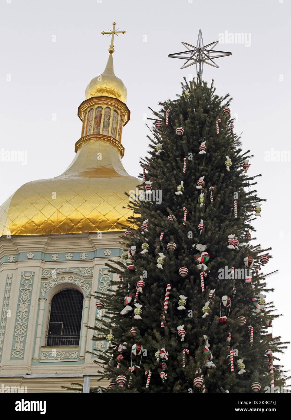 A view of the main Christmas tree on the Sophia Square in Kyiv, Ukraine ...