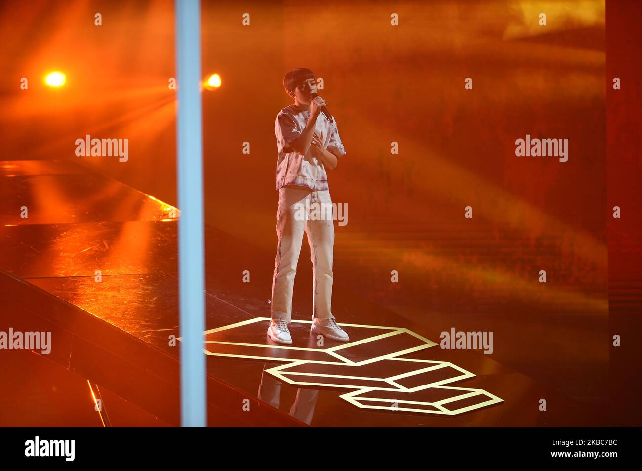 Italian singer Sofia Tornanbene sing during semifinal italian edition ...