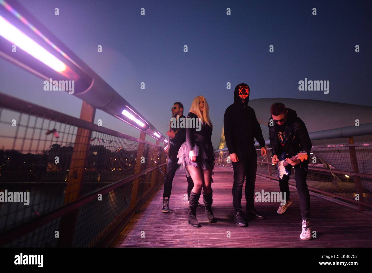 Young members of the Ukrainian metal band 'Razor Blade' seen at Father ...