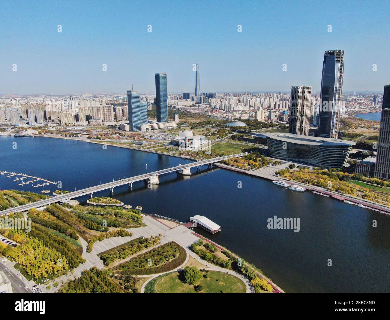 Aerial photos show the charming autumn scene of the main urban area of ...