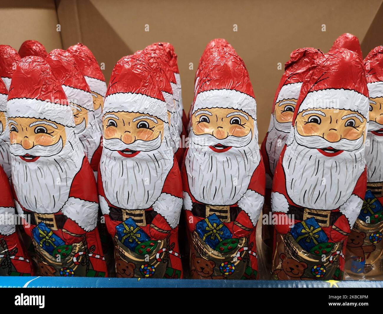 Christmas sweets (chocolate Santa Clause) on sale are seen in shopping ...