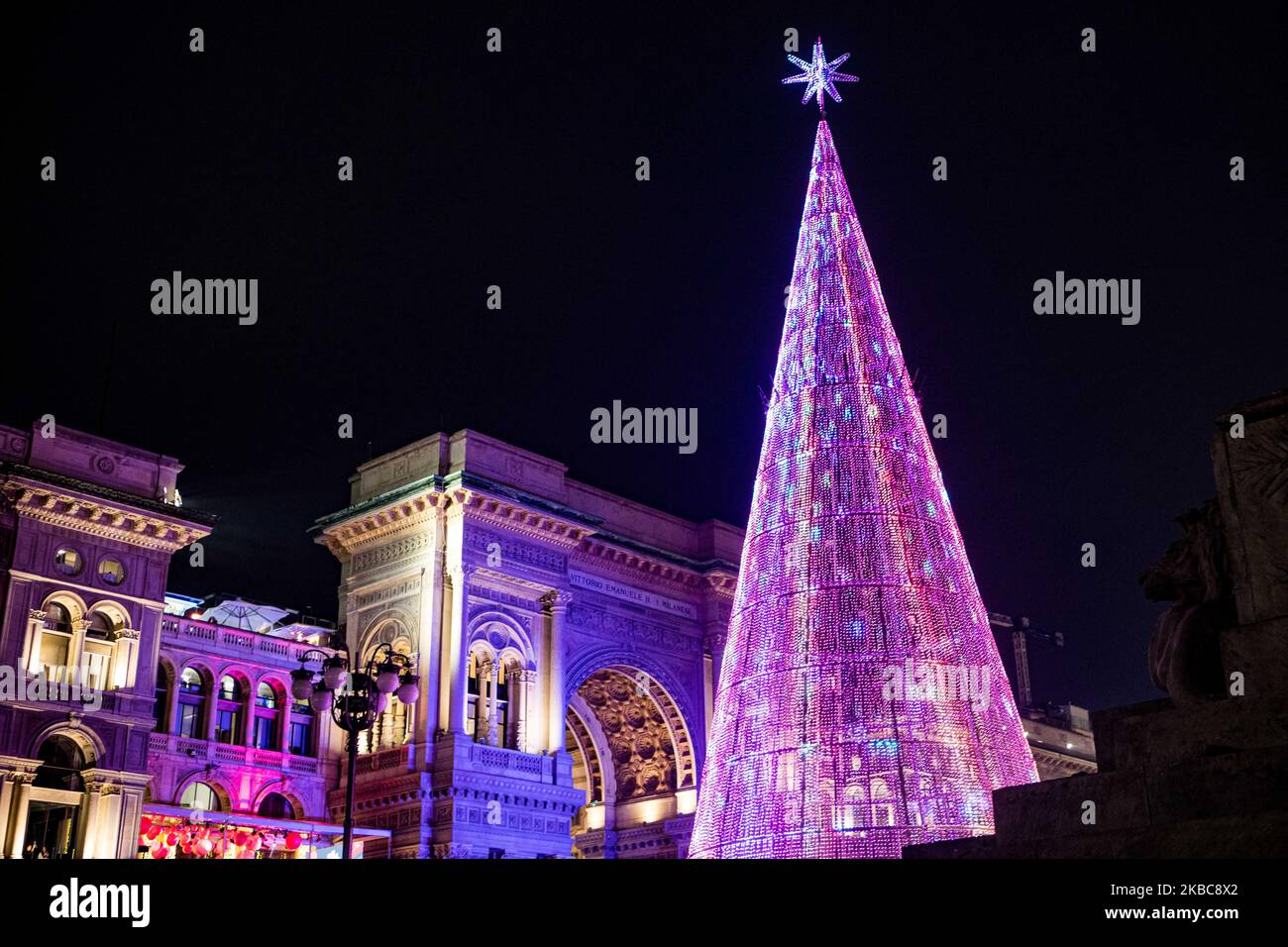 Lighting of the Christmas tree in Piazza Duomo in Milan, Italy, on ...