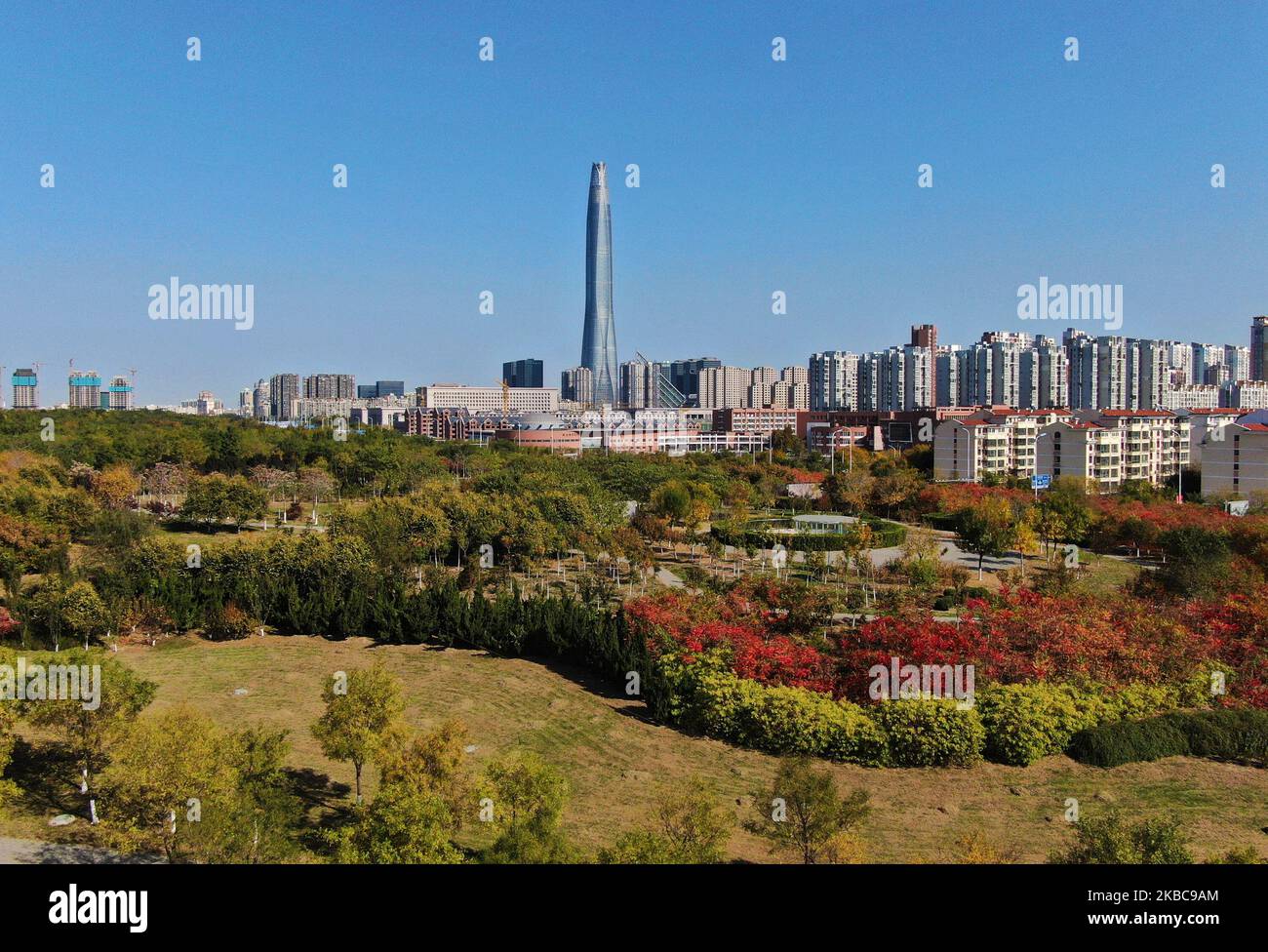 Aerial photos show the charming autumn scene of the main urban area of ...