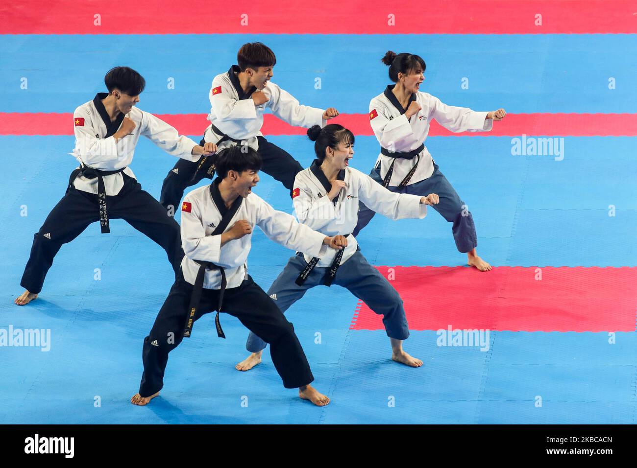 Vietnam performs their routine in the Taekwondo Freestyle Poomsae Mixed ...