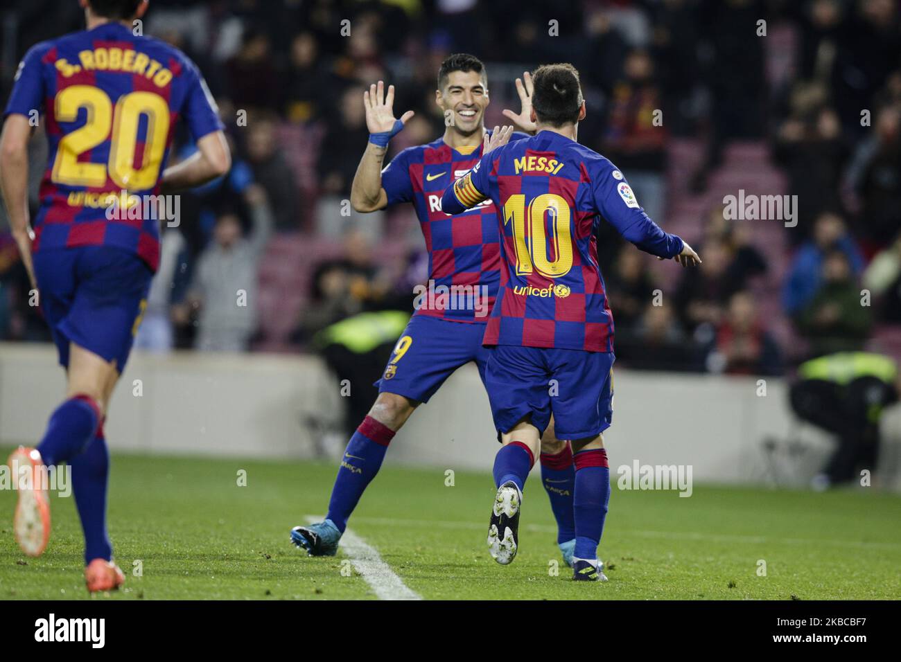 10 Lionel Messi from Argentina of FC Barcelona celebrating his goal ...