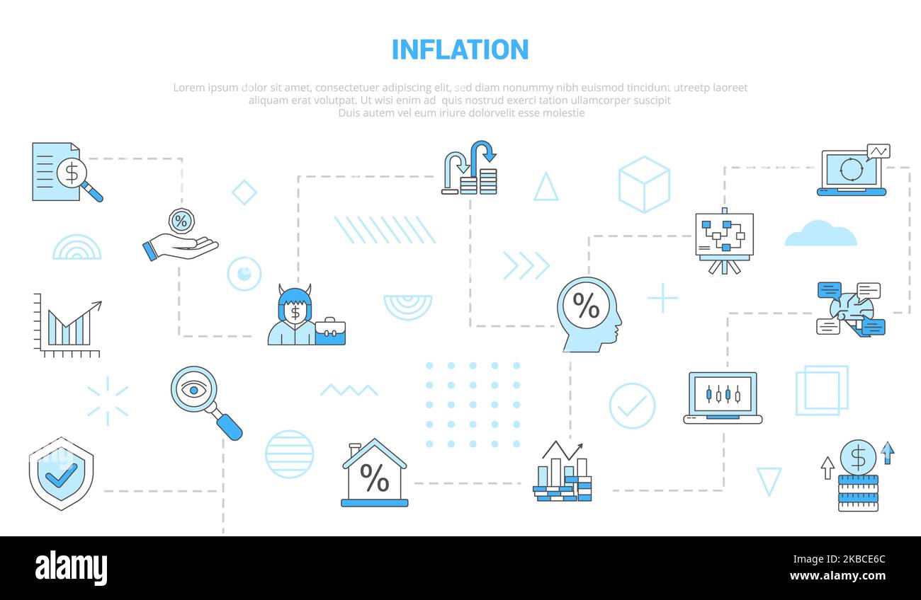 inflation concept with icon set template banner with modern blue color ...