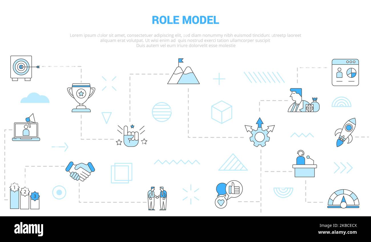 role model concept with icon set template banner with modern blue color ...