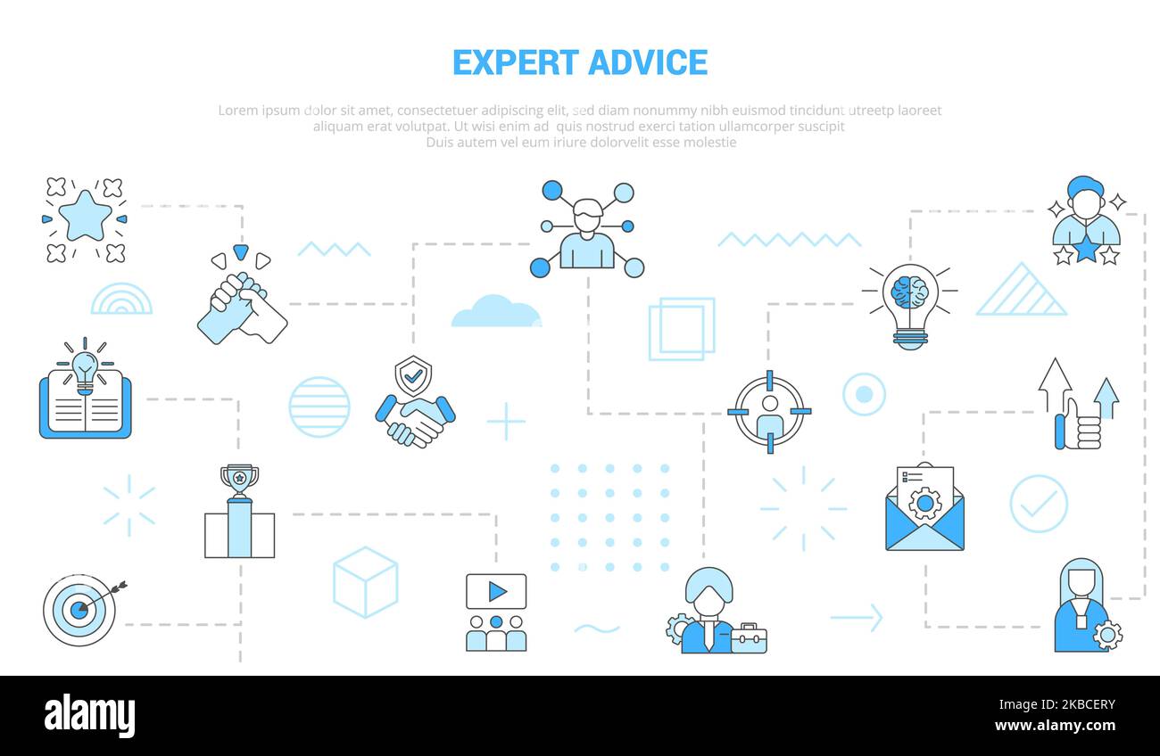 expert advice concept with icon set template banner with modern blue ...