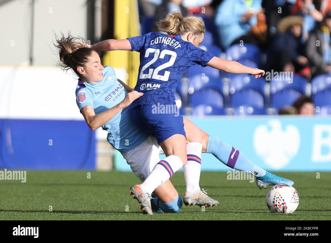 Gemma Bonner of Manchester City Women slide tackling Erin Cuthbert of ...