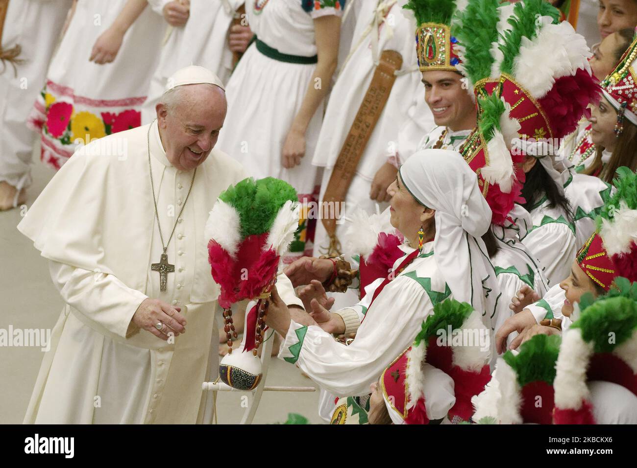 Pope Francis greets a group of Mexican pilgrims in the Paul VI Hall at ...