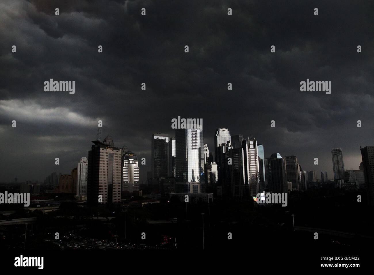 An aerial view of SCBD bussines district area which covered by dark ...