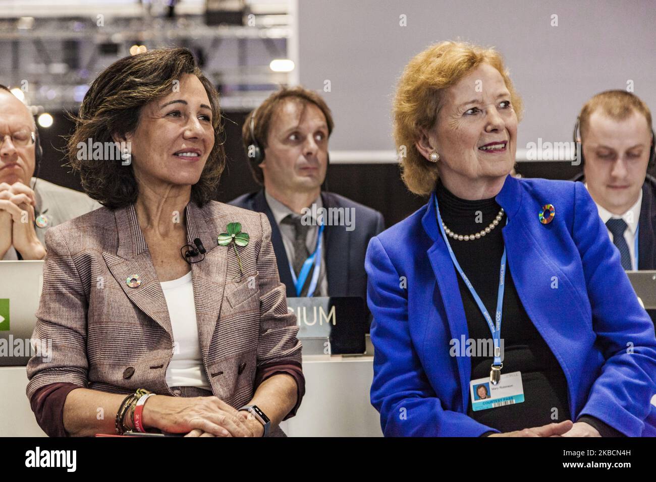 Patricia Botin, President Banco Santander, left, Mary Robinson, former ...