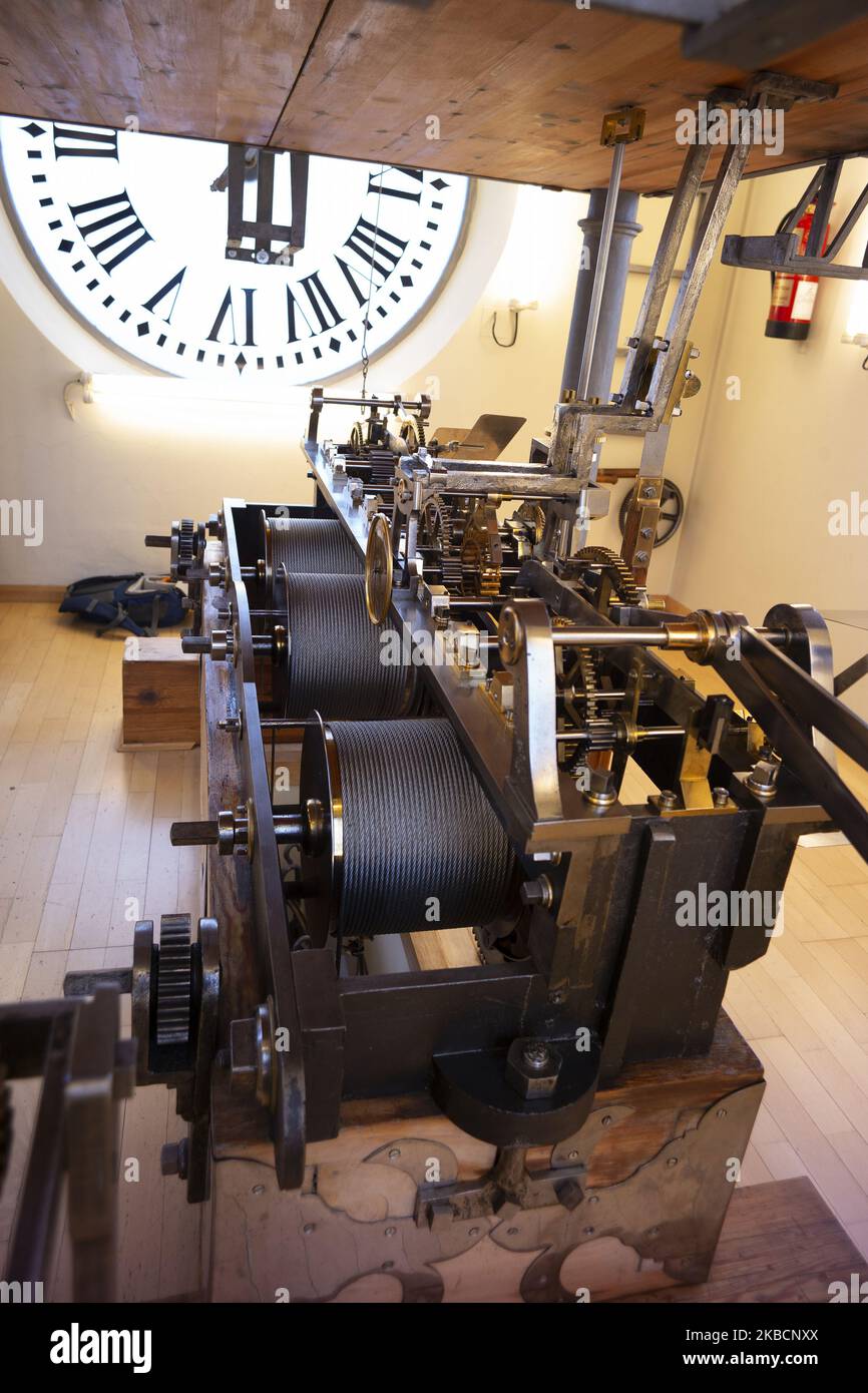 internal machinery clock of the Puerta del Sol with over a century old ...