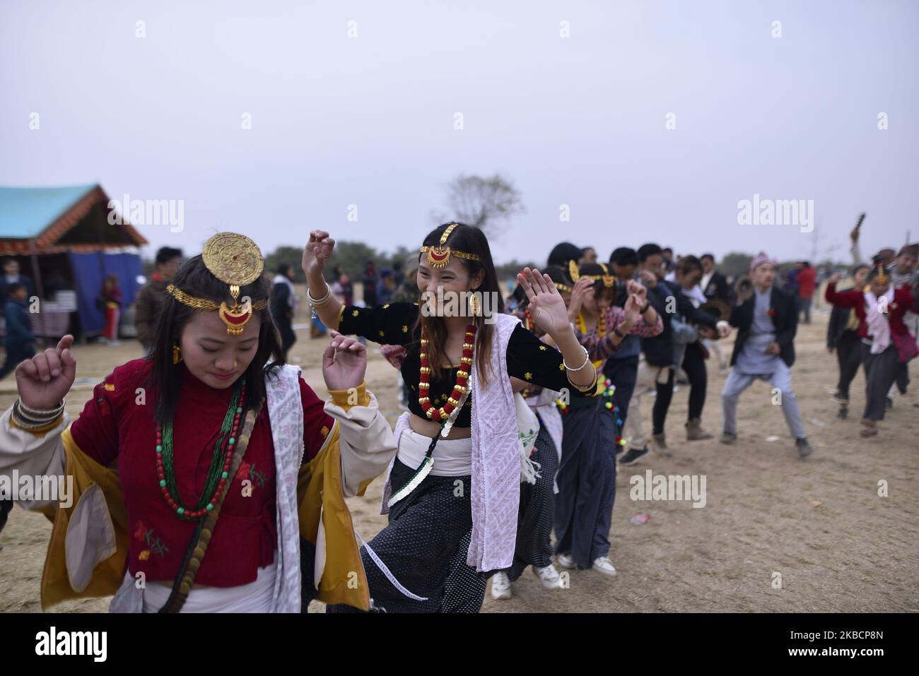 Nepalese people from Kirant community playing and dancing during ...