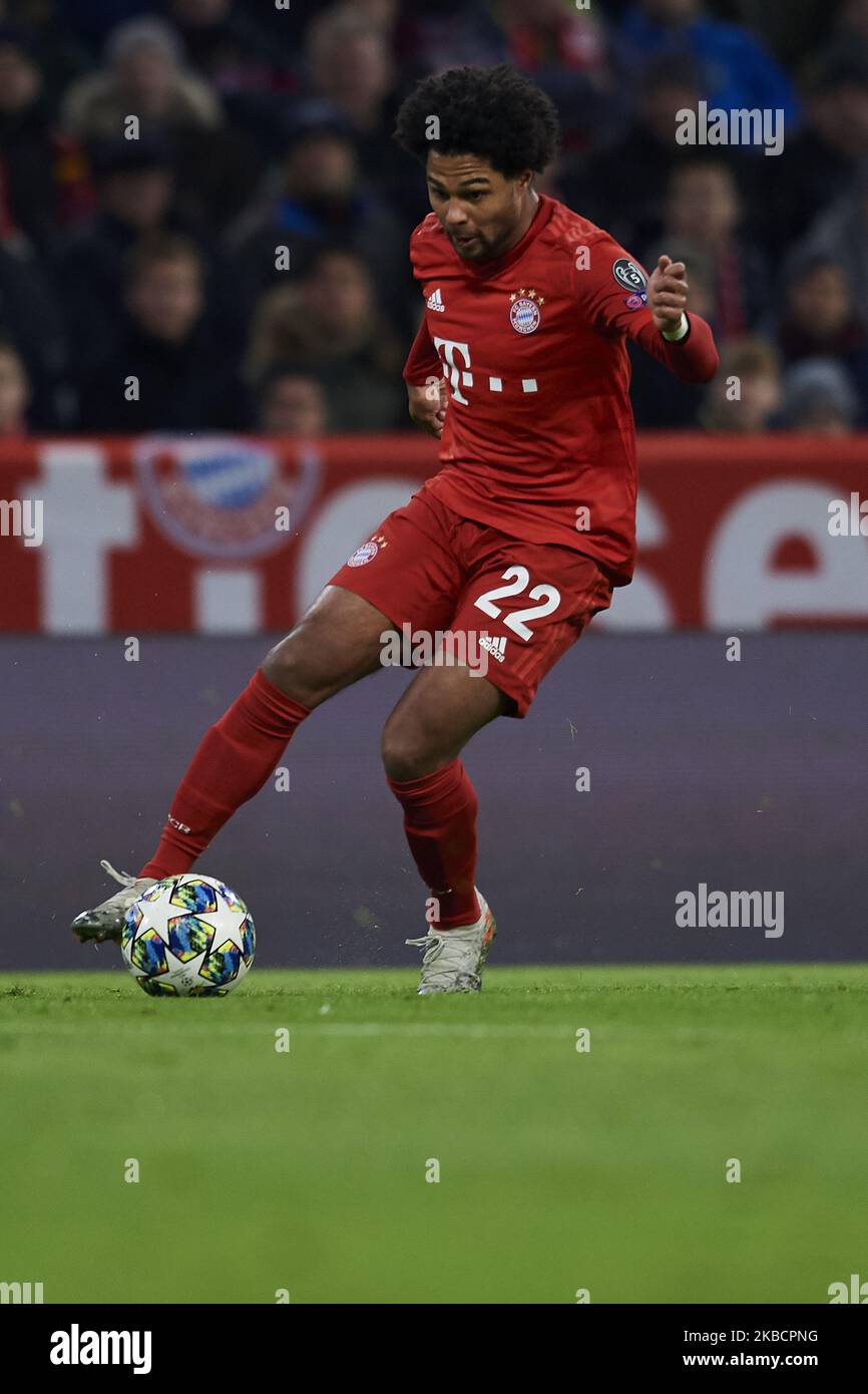Serge Gnabry of Bayern Munich controls the ball during the UEFA ...